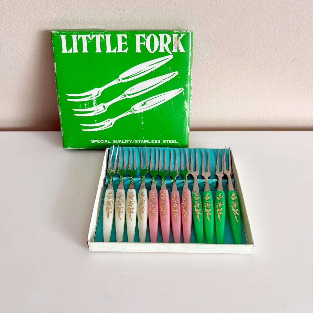 Set of 12 Vintage Small Dessert Forks, Stainless Steel Little Forks ...