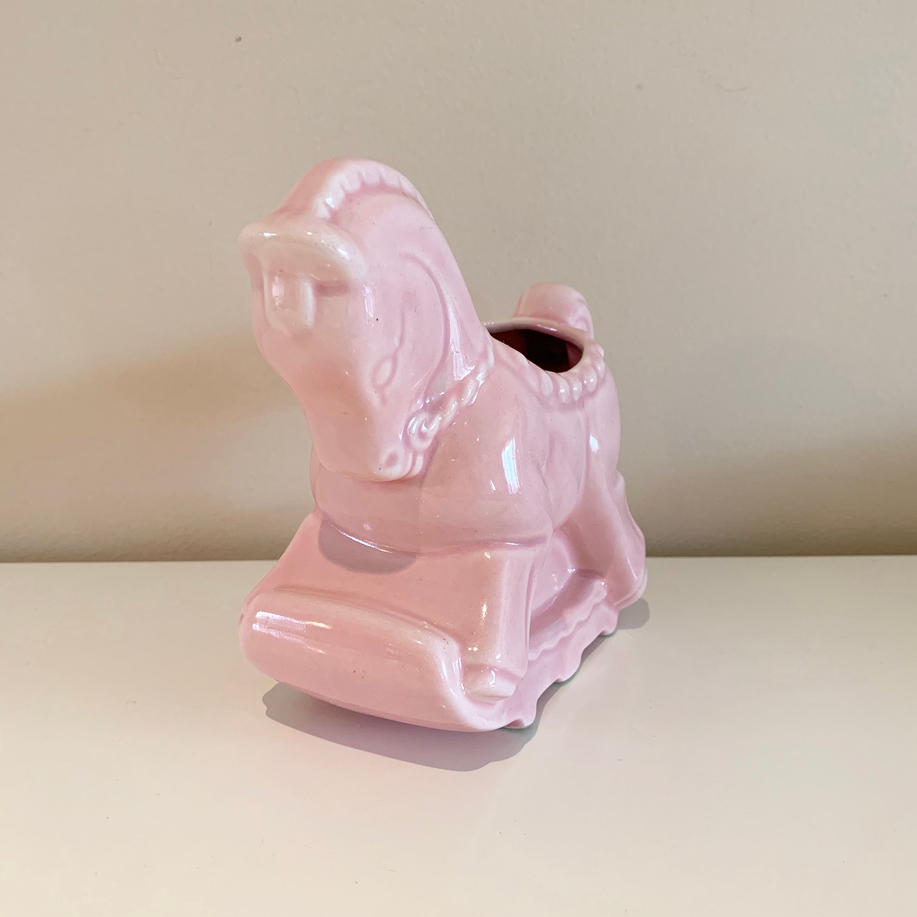 Vintage Ceramic Rocking Horse Planter Pink Glaze Mcmaster | Etsy