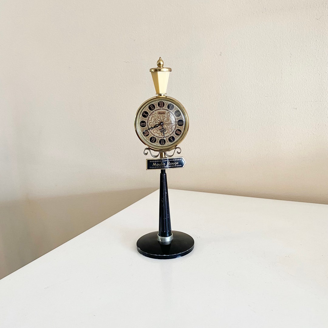 Vintage Rhythm Clock With Alarm "moulin Rouge" Lamp Post Fully Working ...