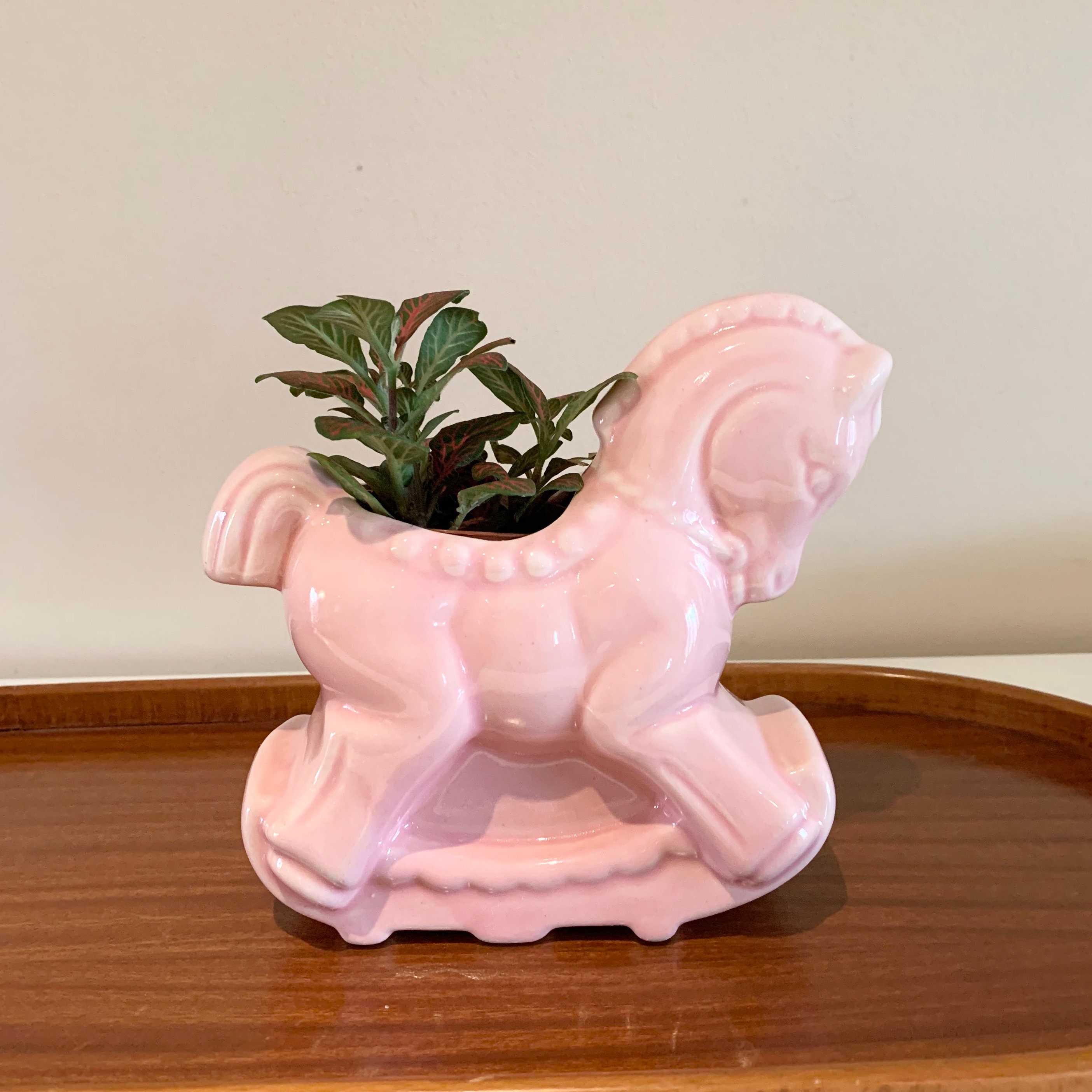 Vintage Ceramic Rocking Horse Planter Pink Glaze Mcmaster | Etsy