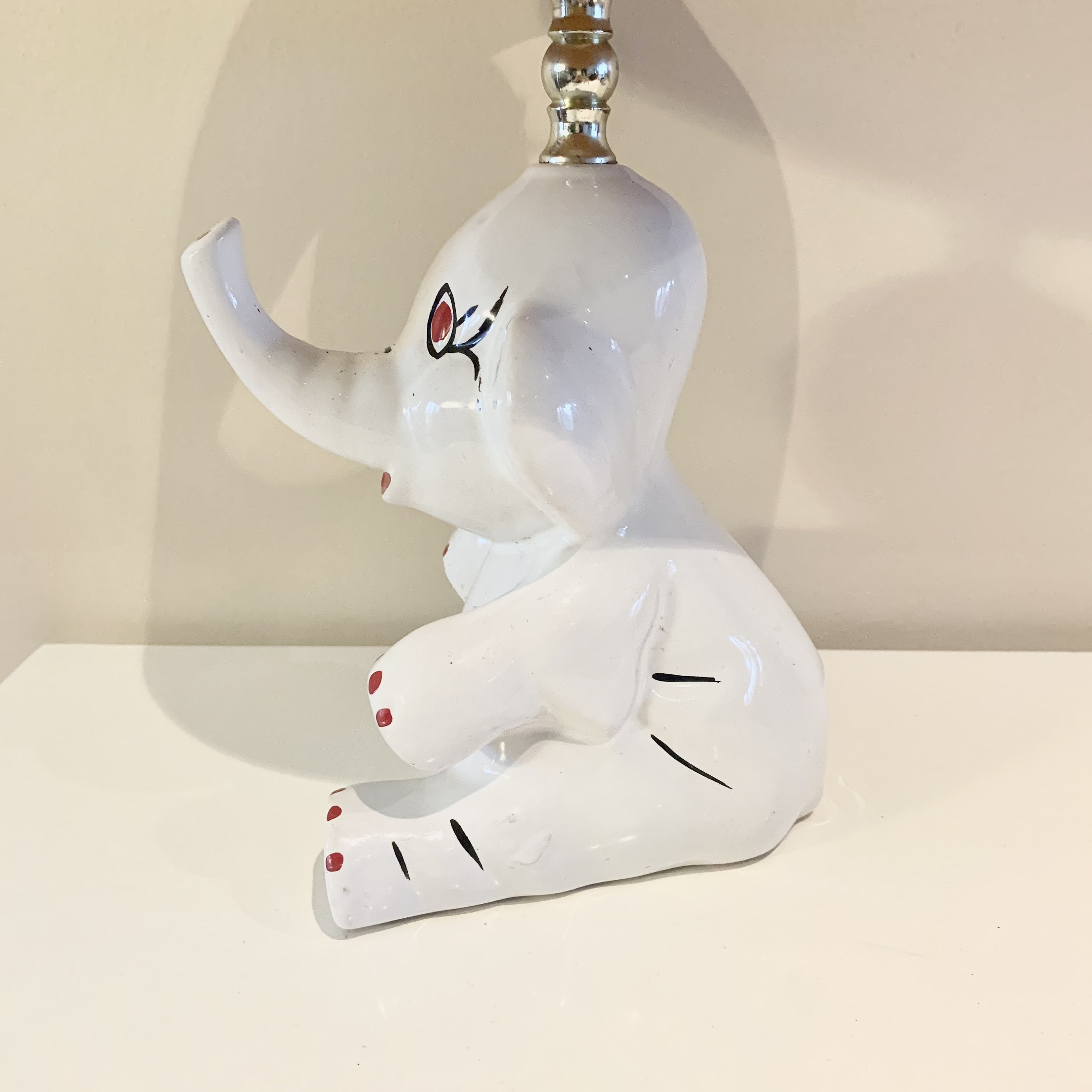 Vintage White Elephant Nursery Lamp with a Shade Nursery | Etsy