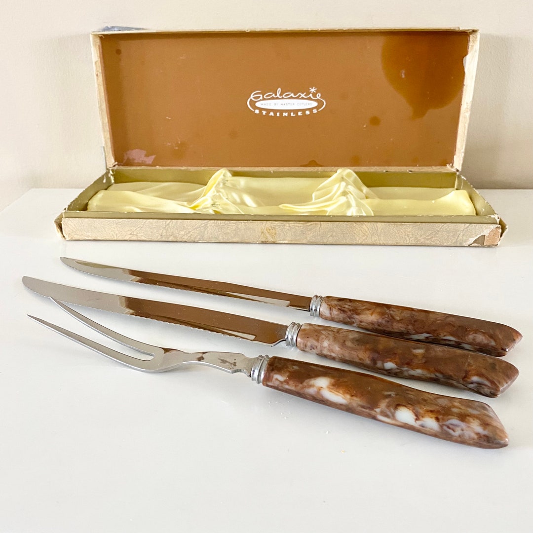 Set of 3 Vintage Master Cutlers Galaxie Stainless Carving Set With ...
