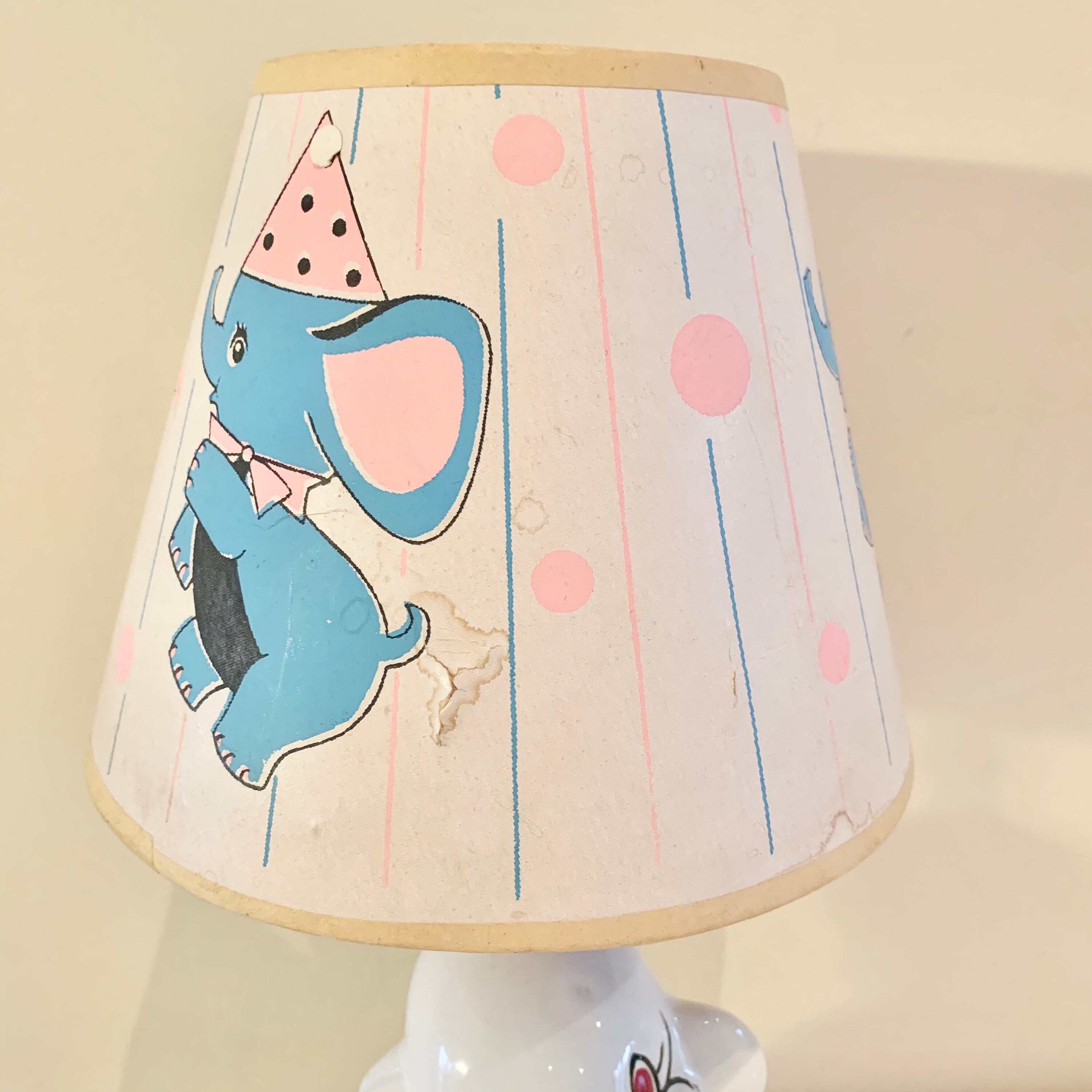 Vintage White Elephant Nursery Lamp with a Shade Nursery | Etsy