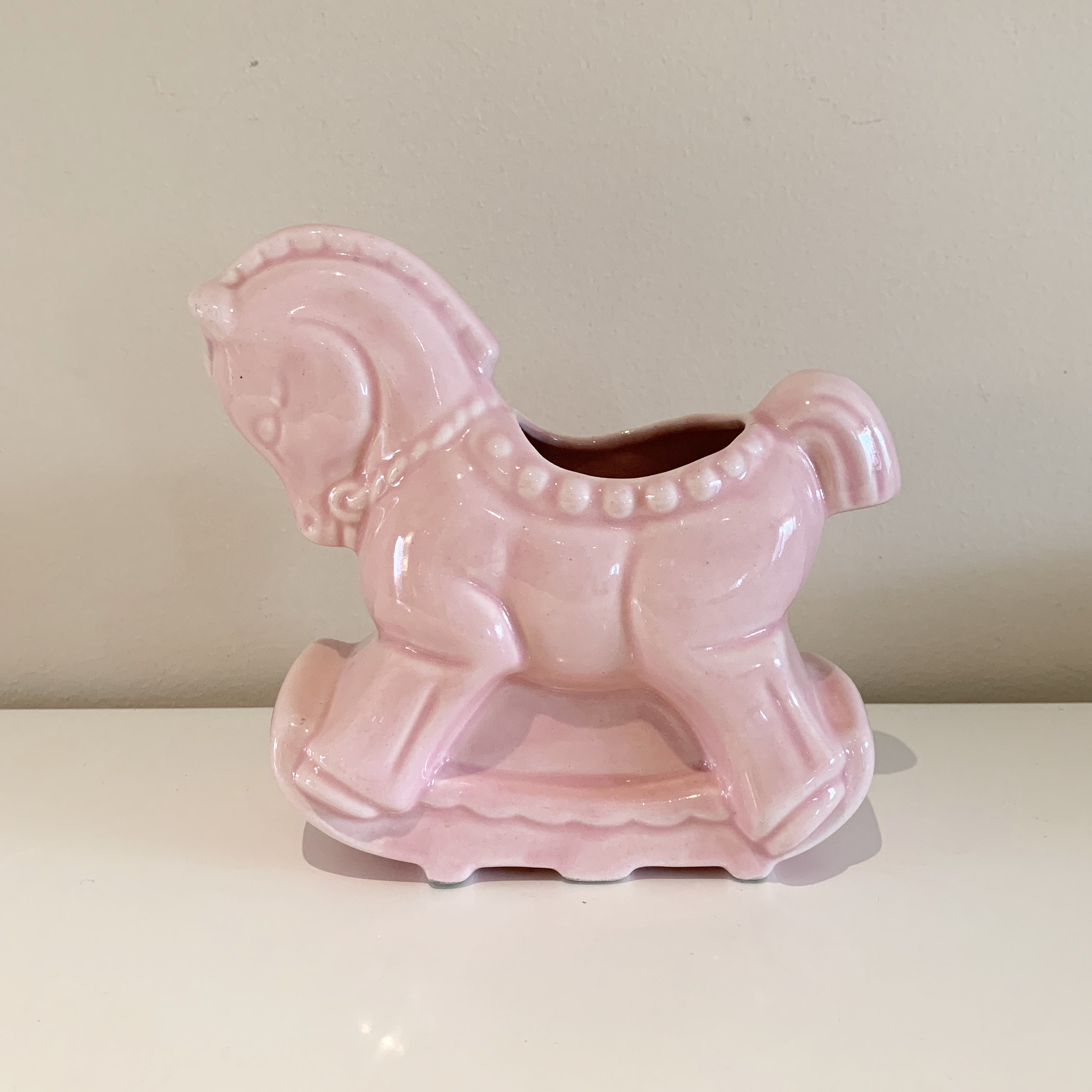 Vintage Ceramic Rocking Horse Planter Pink Glaze Mcmaster | Etsy