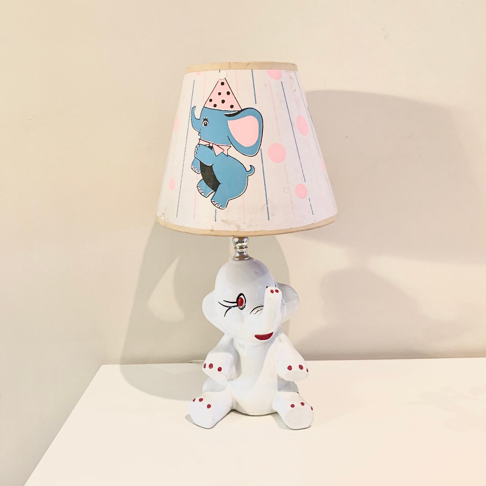 Vintage White Elephant Nursery Lamp With a Shade Nursery - Etsy