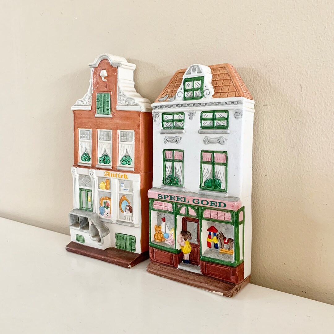 Set of 2 Vintage Old Dutch Canal House Stores Holland Amsterdam ...