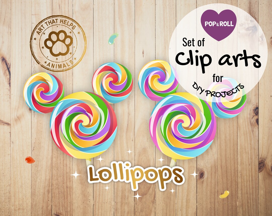 Rainbow Lollipops PNG Clip Arts for DIY Projects - Etsy