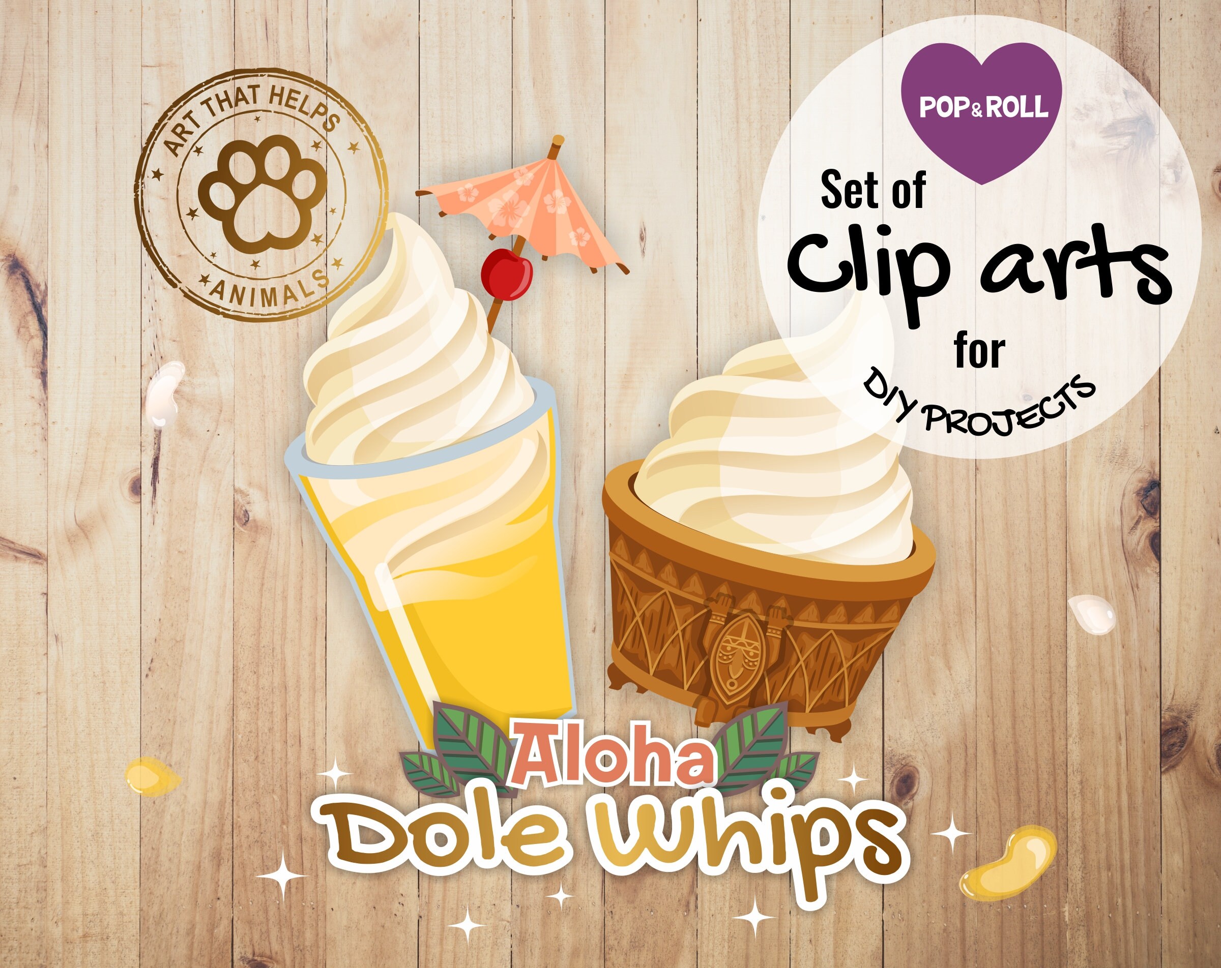 Set of aloha Dole Whips PNG Clip Arts for DIY - Etsy
