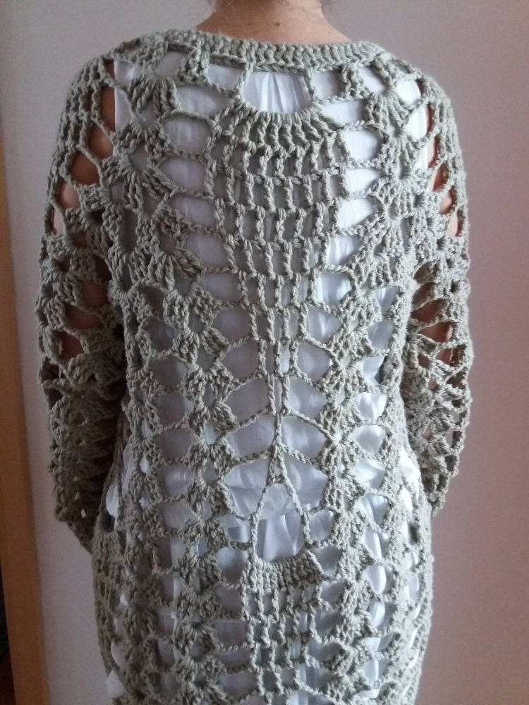 Crochet Coat Pattern Summer Duster Pdf Download Easy Pineapple - Etsy