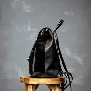 Medium Leather Backpack, Medium Size Backpack, Black Leather Backpack ...