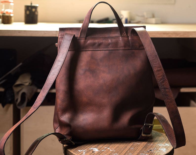 Women Leather Backpack Women Leather Brown Backpack | Etsy