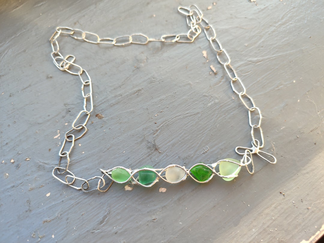 Seaglass Necklace, Two-way Wearing Unique Statement Upcycled Jewelry ...