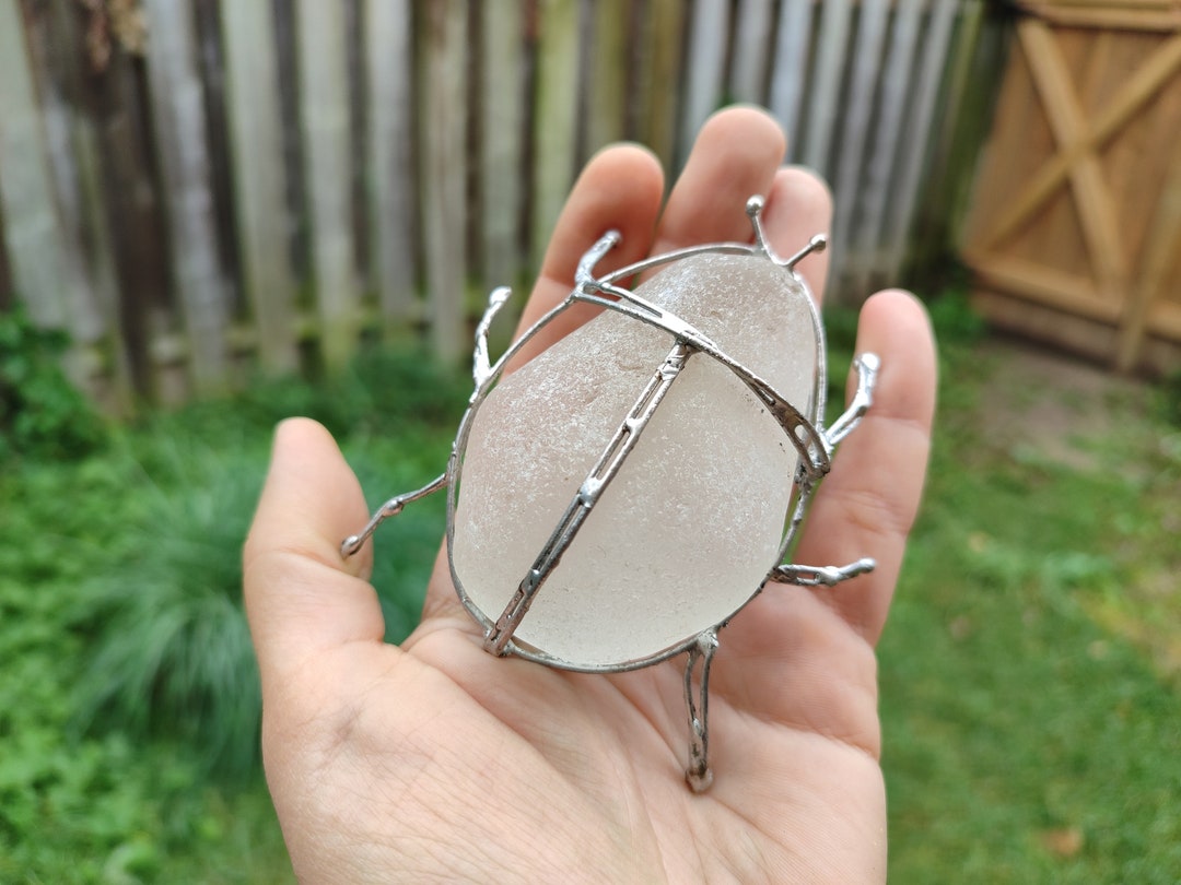 Sea Glass Big Bug Figurine, Unique Insect Lover Gift, White Sea Glass ...