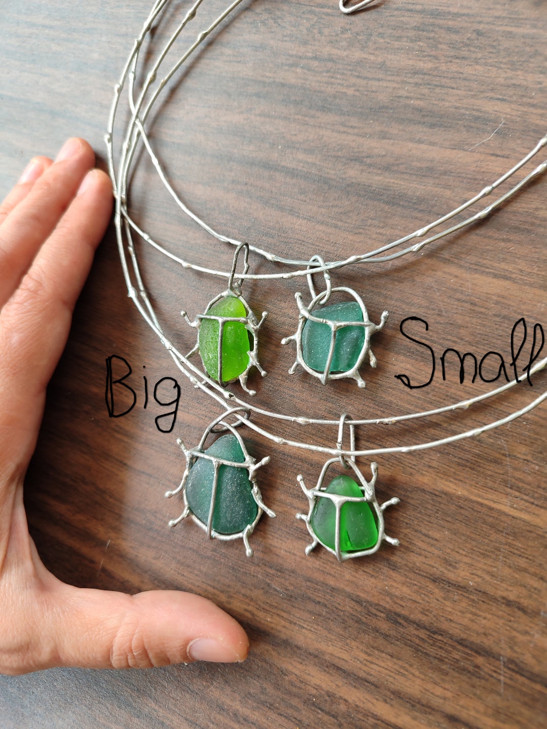 Sea Glass Bug Jewelry, Necklace And/or Earrings, Chunky Statement ...