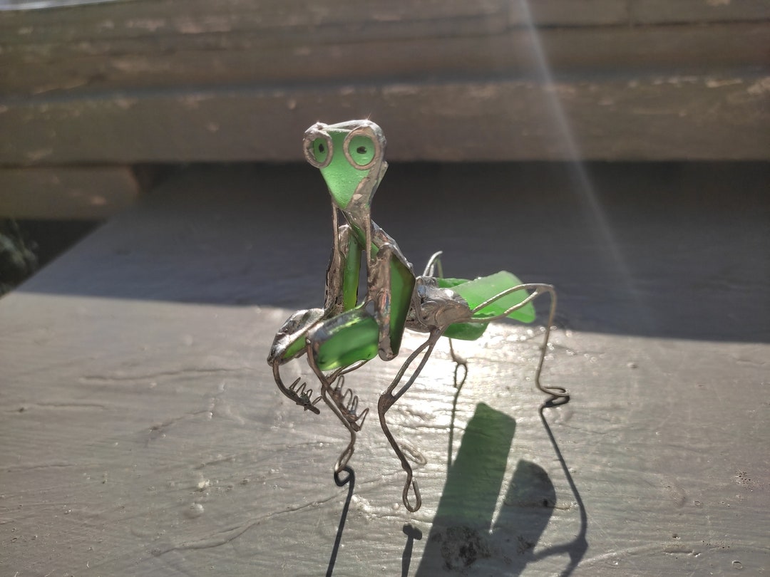 Sea Glass Praying Mantis Figurine, Insect Art, Unique Collectable - Etsy