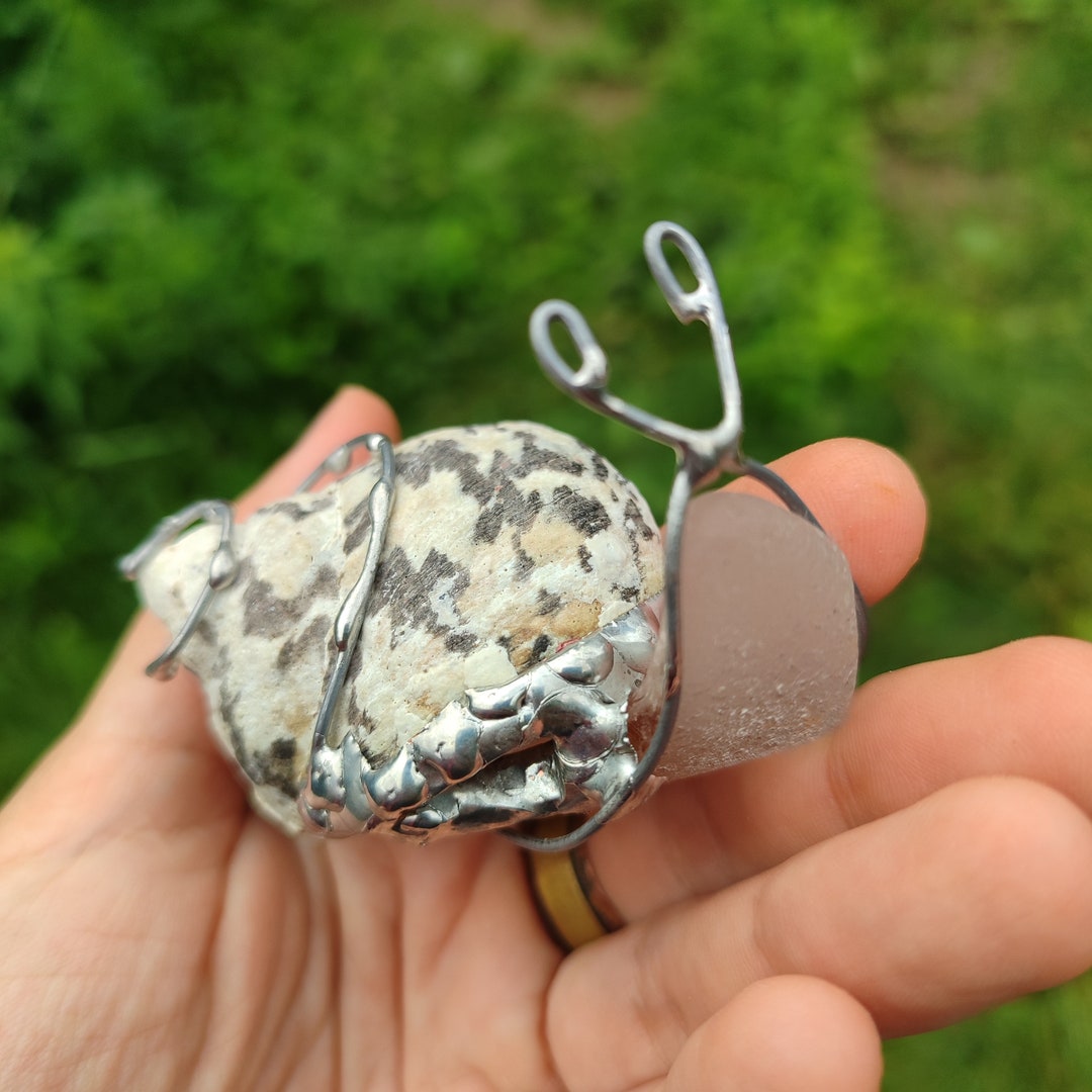 Sea Shell and Glass Snail Figurine, Unique Snail Lover Gift - Etsy