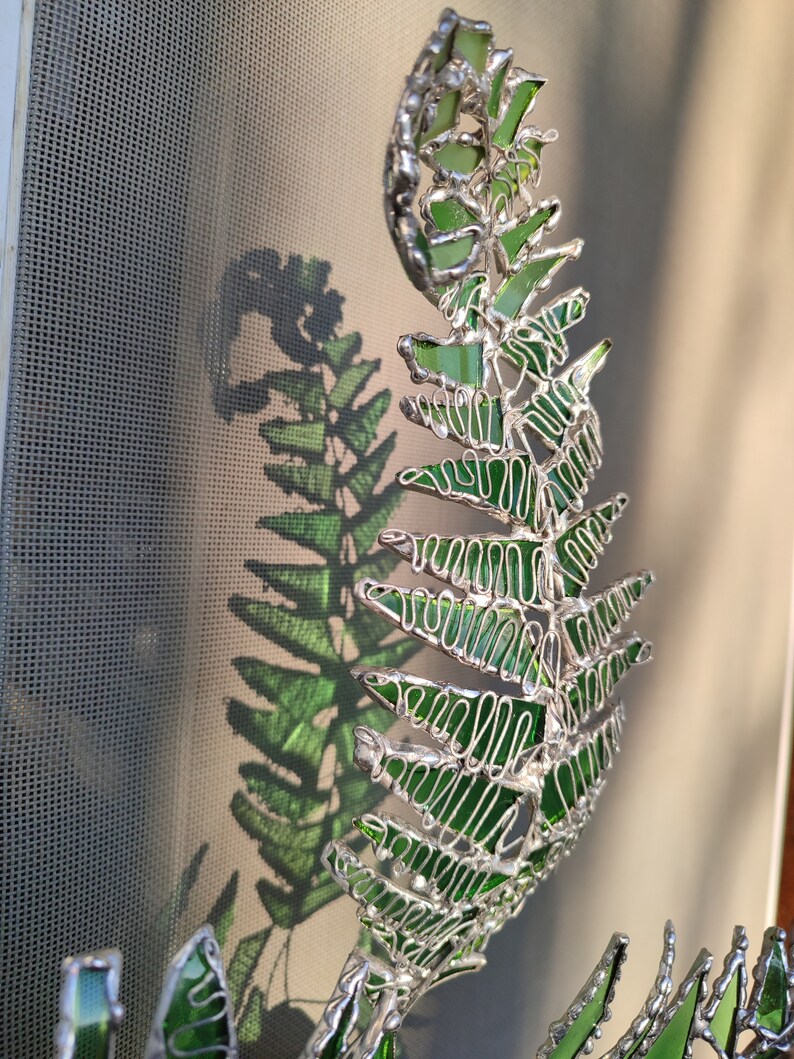 Stained Glass Fern, Artificial Upcycled Flower, Unique Art Decor to ...