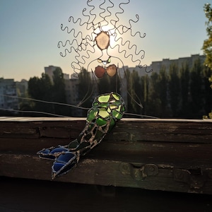 Mermaid Sea Stained Glass 3D Figurine Night Light, Upcycled Art Home ...