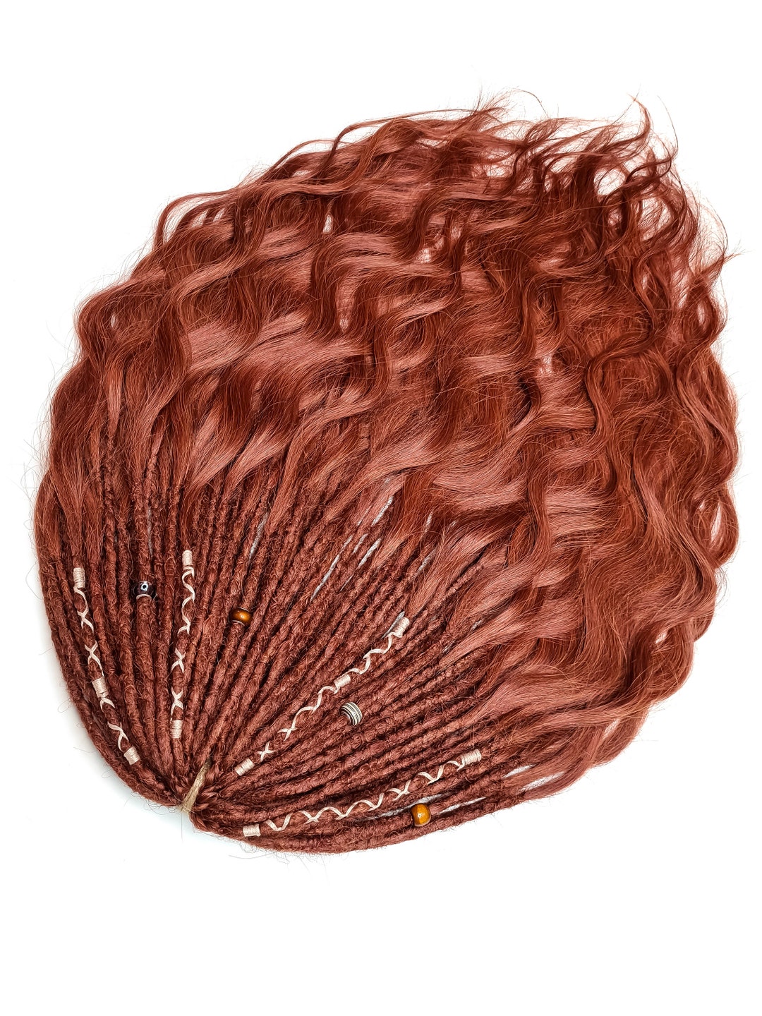 Copper Wavy Dreads With Loose Ends / Wavy Boho Synthetic Dreads Natural ...