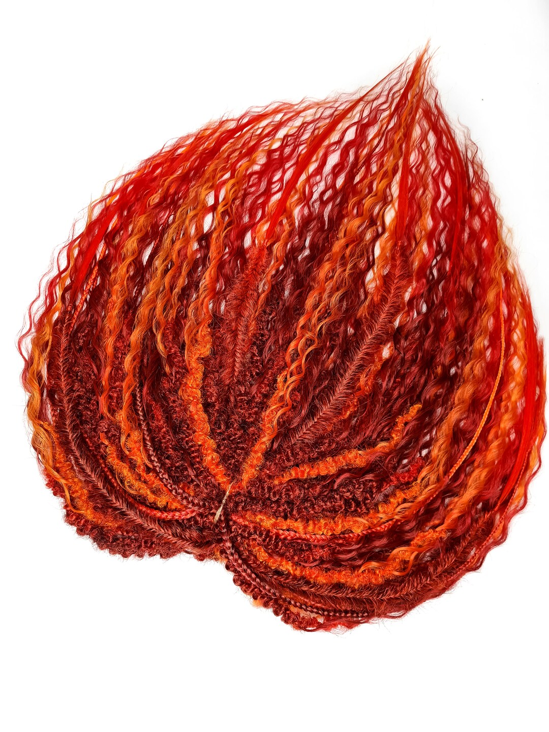 Mix of Red Curly Dreadlocks and Braids With Bright Accents/ Extra ...