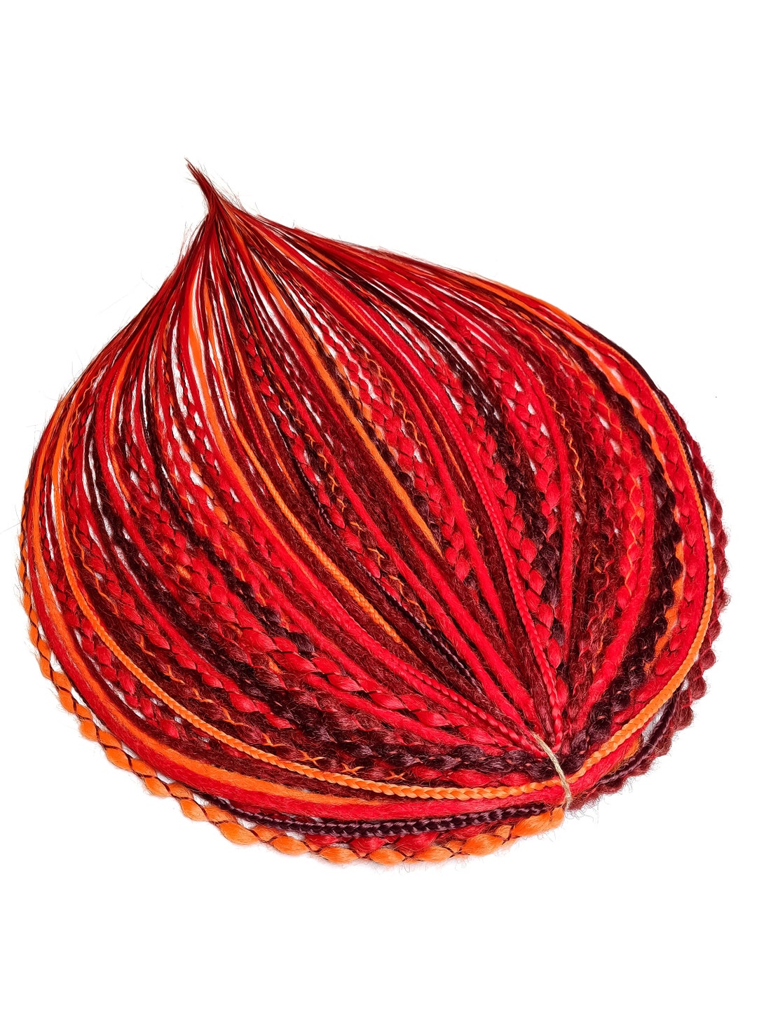 Synthetic Red Texture Dreads Set / Red Dreadlocks Extensions / Bohemian ...