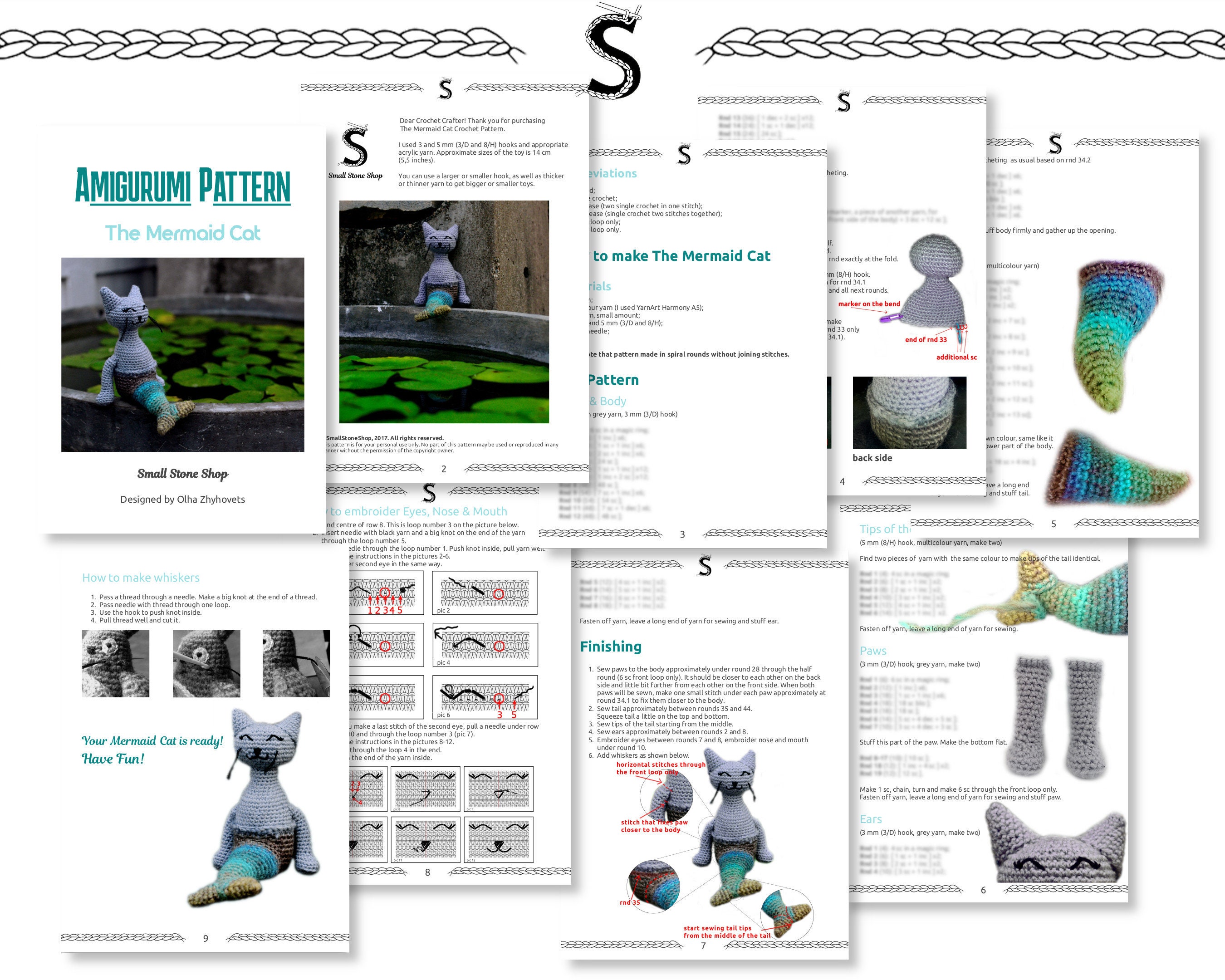 Crochet Cat Pattern: the Mermaid Cat | Amigurumi Cat Crochet Pattern ...