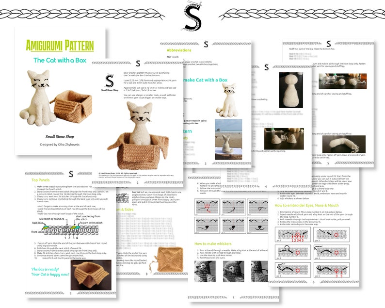 Crochet Cat Pattern: the Cat With a Box | Amigurumi Cat Crochet Pattern ...