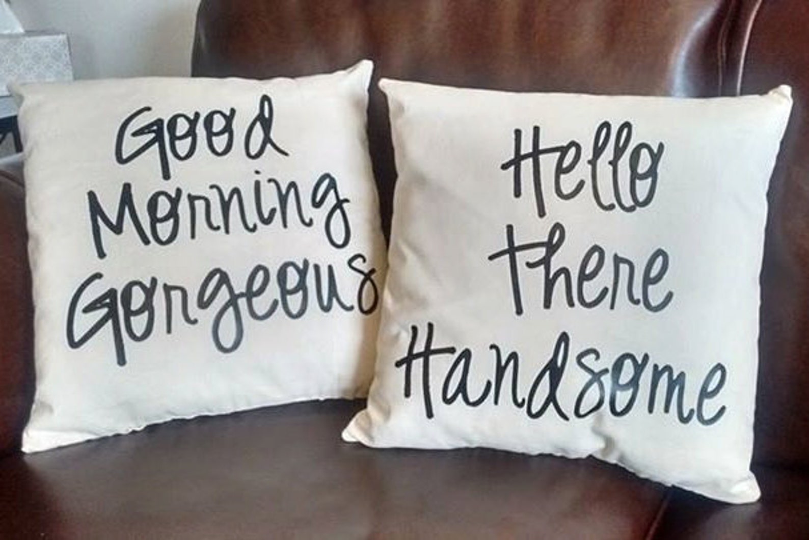 Bedroom Pillows: Good Morning Gorgeous Hello There Handsome - Etsy