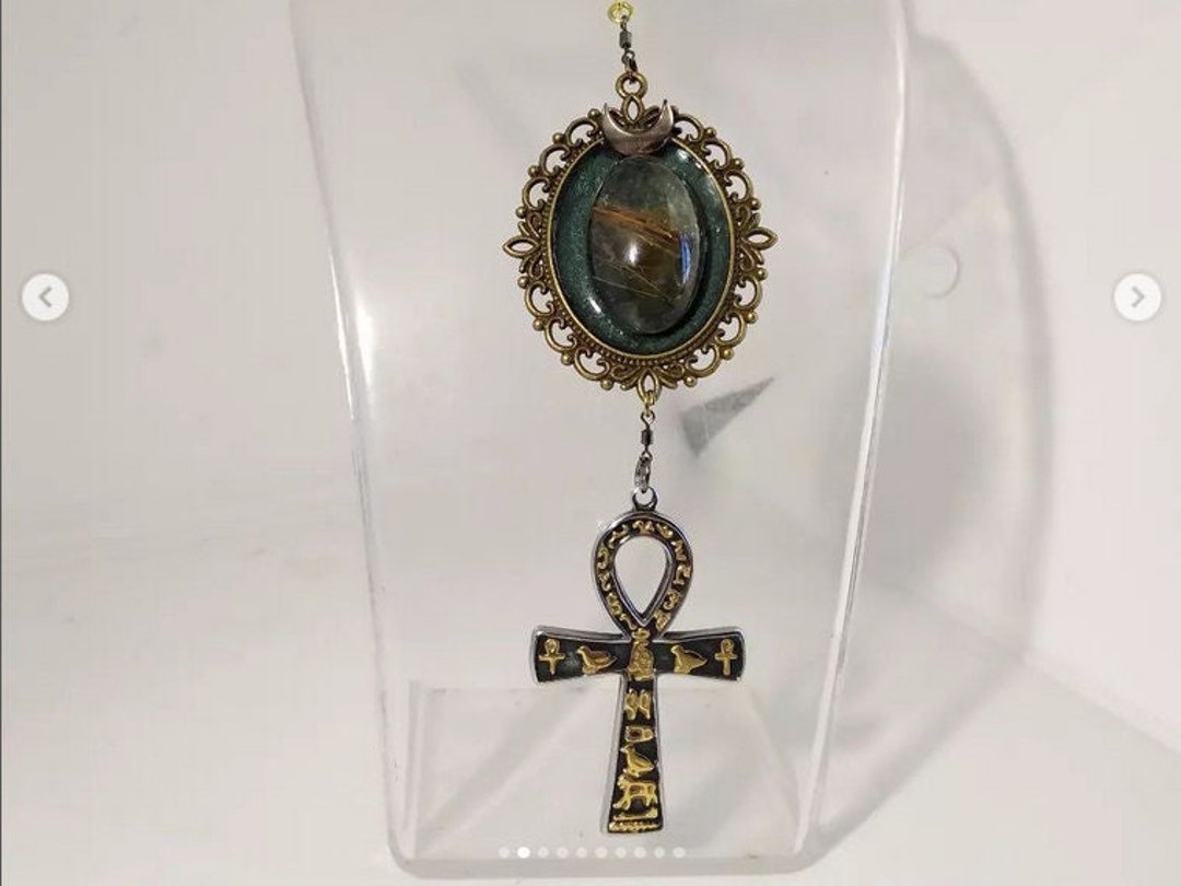 Pendant Hank's Cross and Silver Obsidian. Egyptian Talisman - Etsy