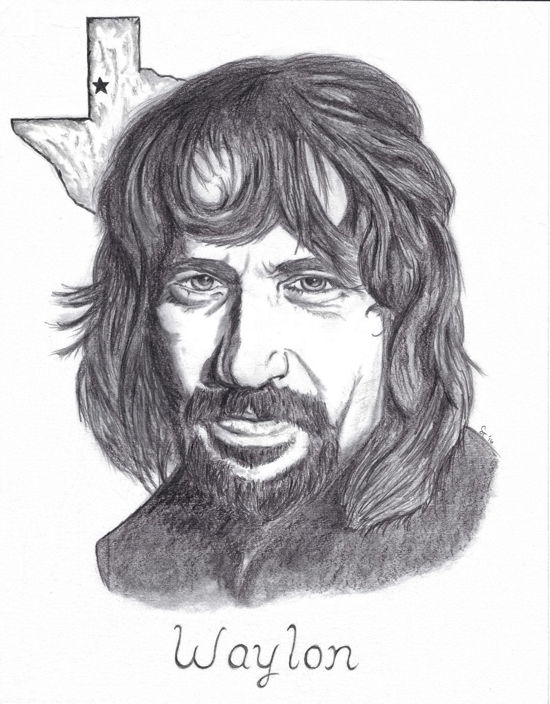 Waylon Jennings Pencil Drawing - 11 X 14" Copy - Etsy