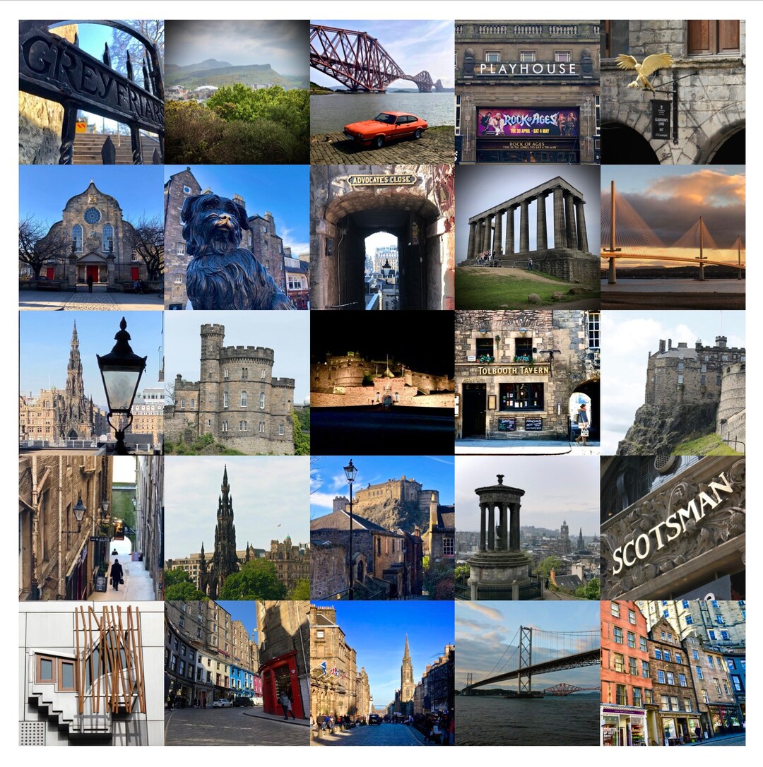 Edinburgh Iconic Print (colour Version) - Signed Square Mounted Print ...