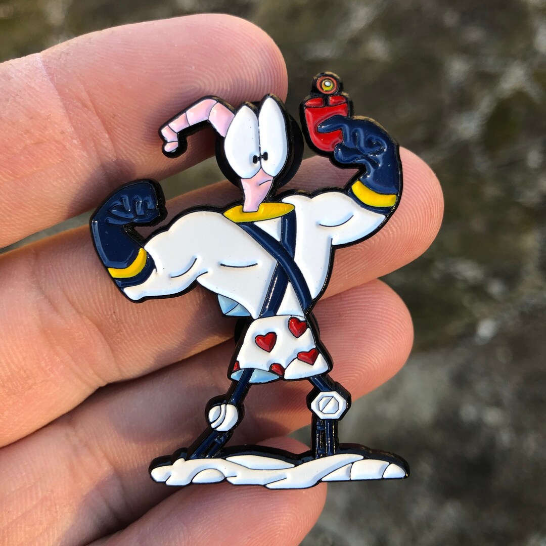 Earthworm Jim Custom Fanmade 2 Tall Enamel Pin GROOVY - Etsy Australia
