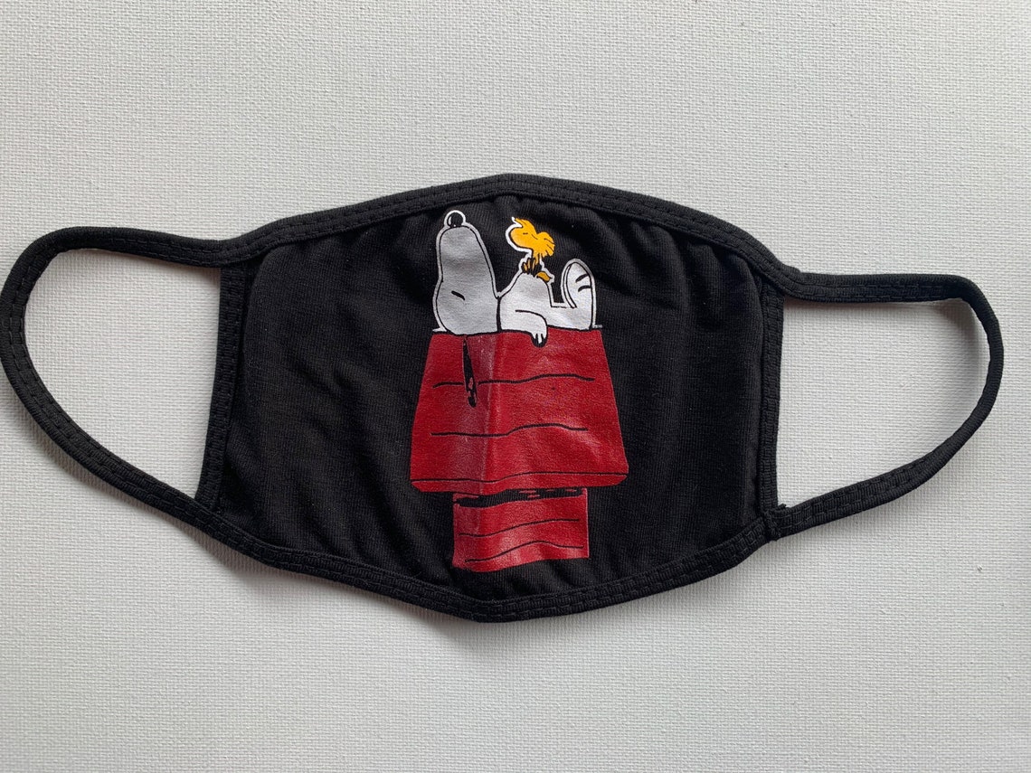 Snoopy Peanuts Face Mask plain black 100% cotton FREE shipping | Etsy