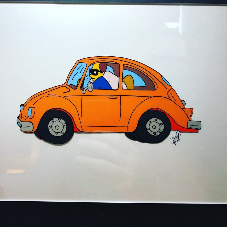 Simpsons Custom Made Animation Cel Tall Man in a Small Car | Etsy