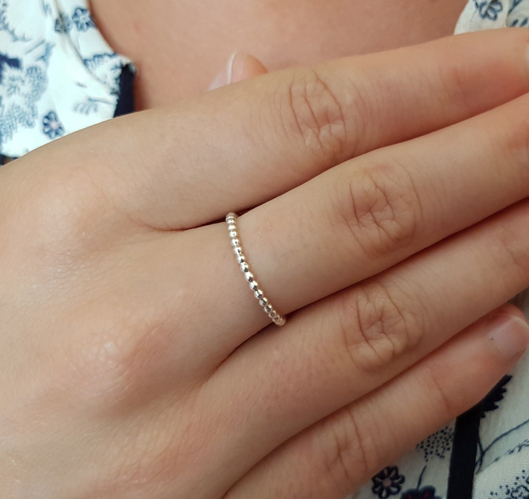 Beaded Silver Ring - Etsy