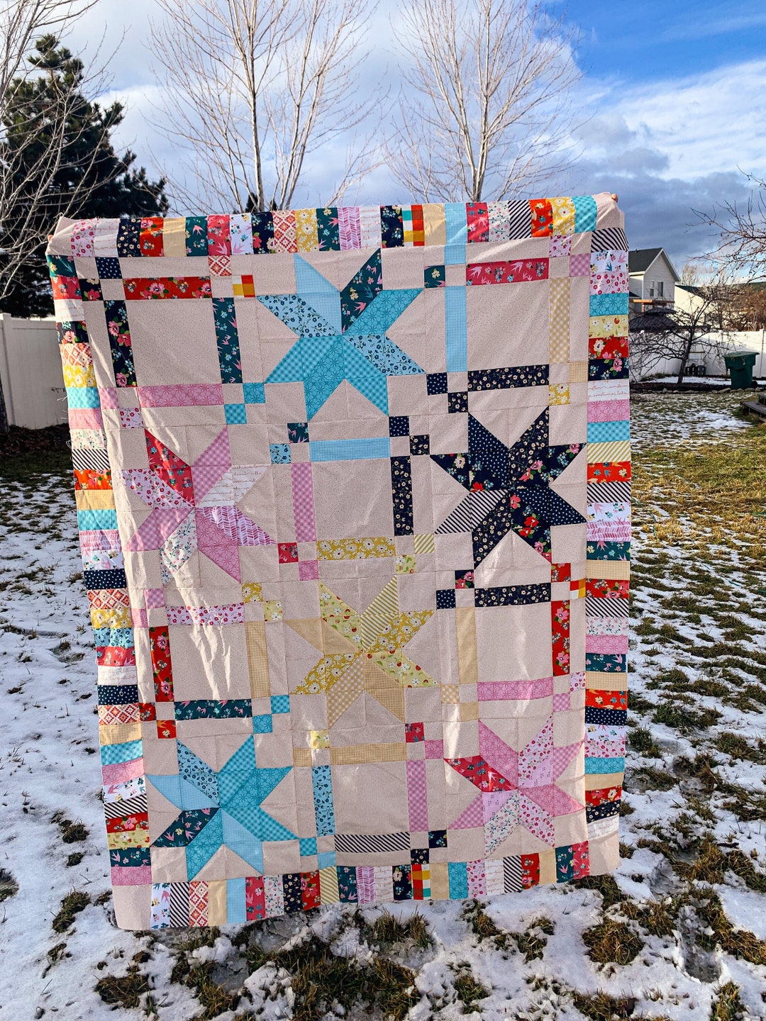 Star Quilt in Muted Colors - Etsy