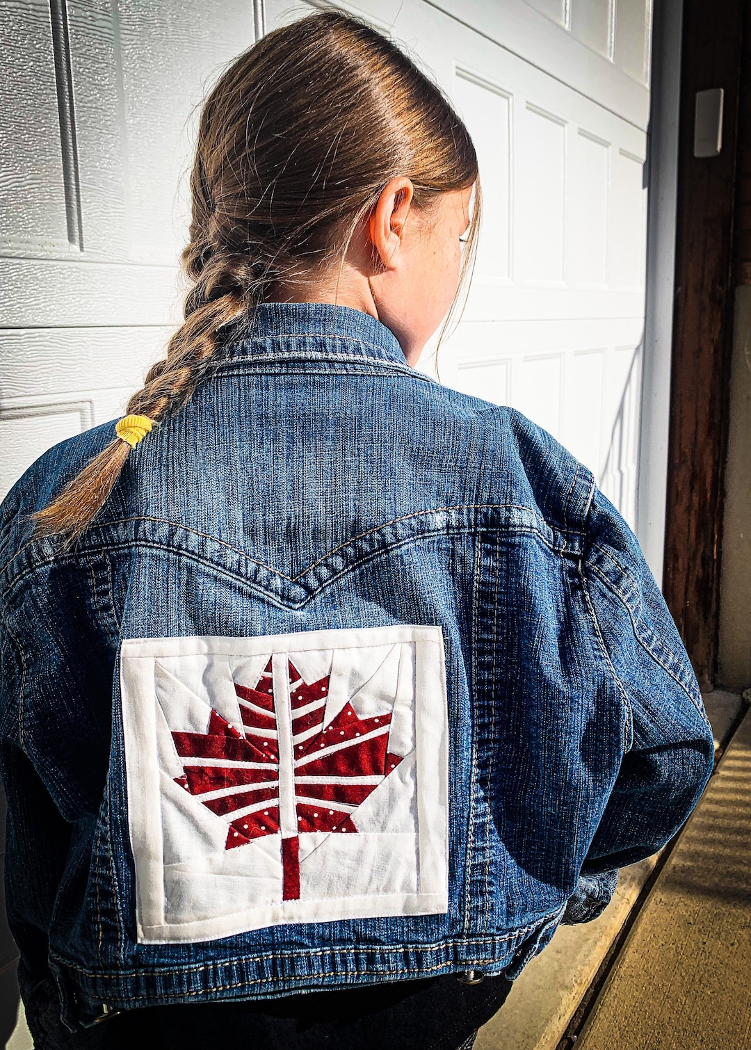 Girl’s Denim Jacket With Leaf Detail - Etsy