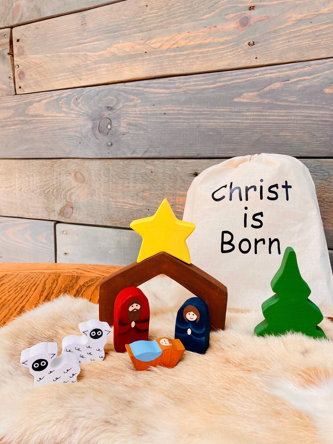 Kid's Nativity Set Children's Wood Manger Scene Wooden Play Nativity by ...
