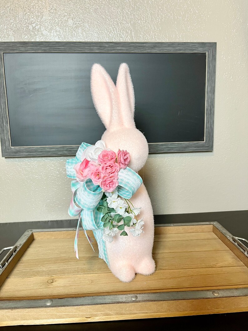 Embellished Flocked Fuzzy Easter Spring Bunny Ribbon Bow Floral - Etsy