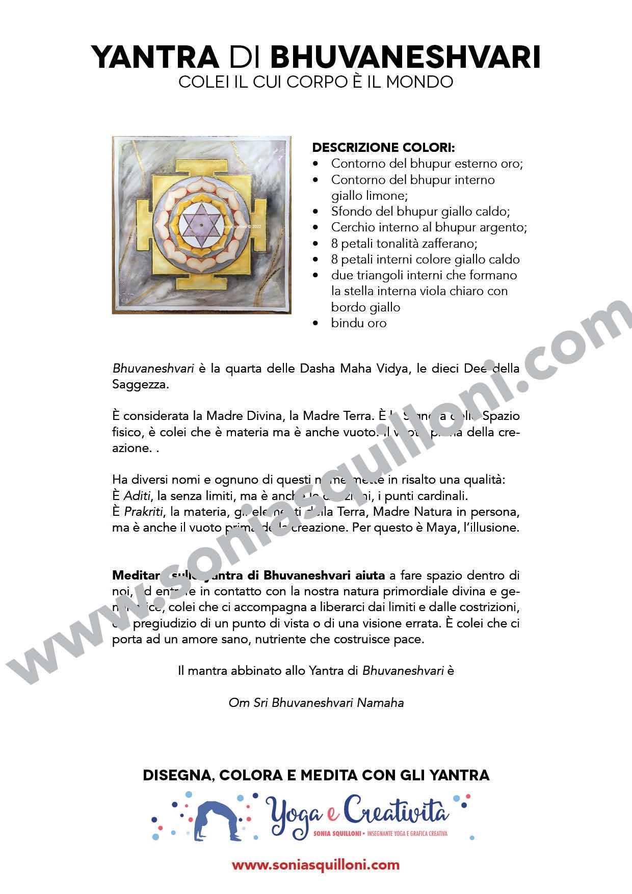 BHUVANESHVARI Yantra • Meditation Adult Coloring Yantra BHUVANESHVARI ...