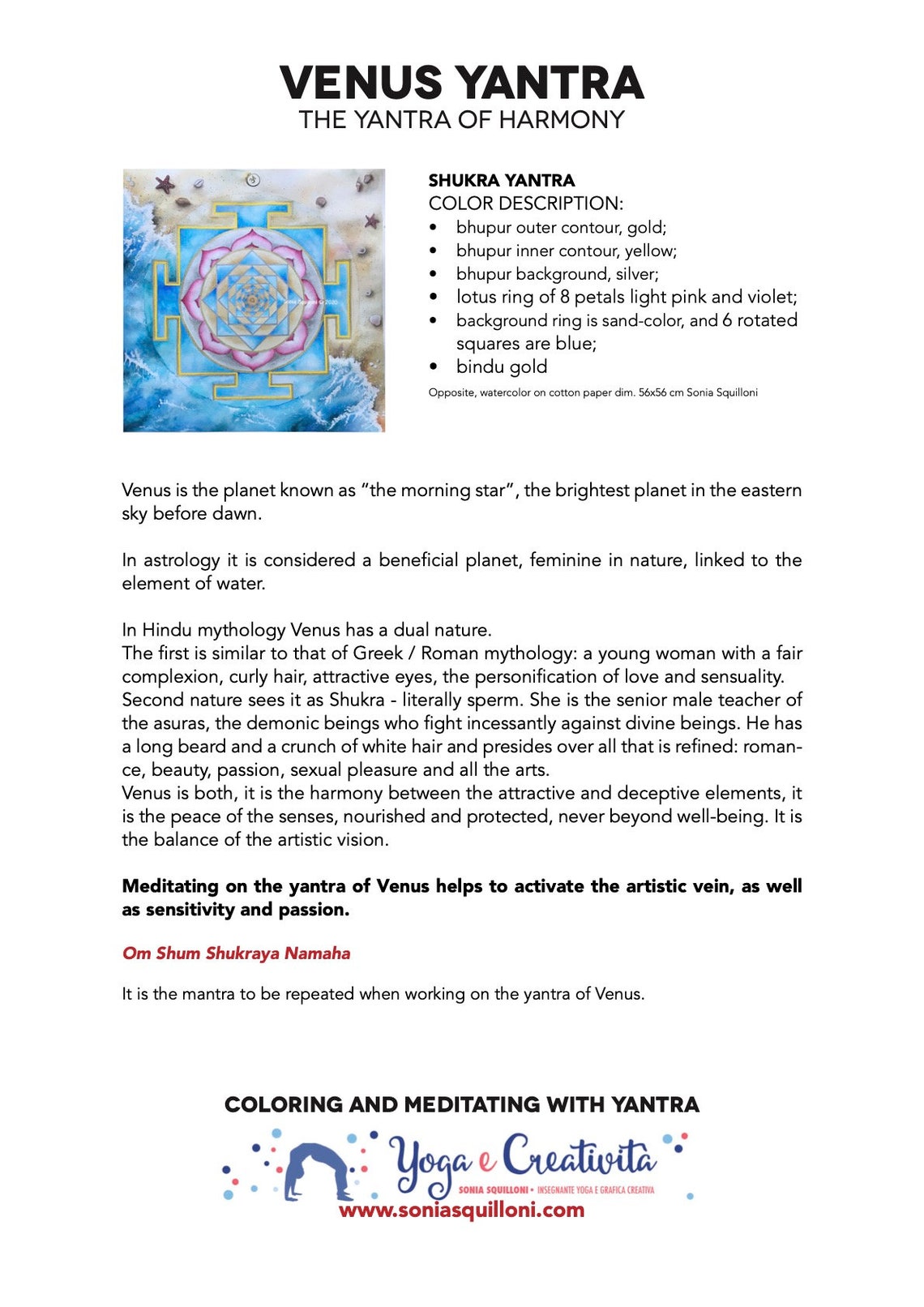 Venus Yantra to Color in Pdf Format, for Meditation With Explanation in ...