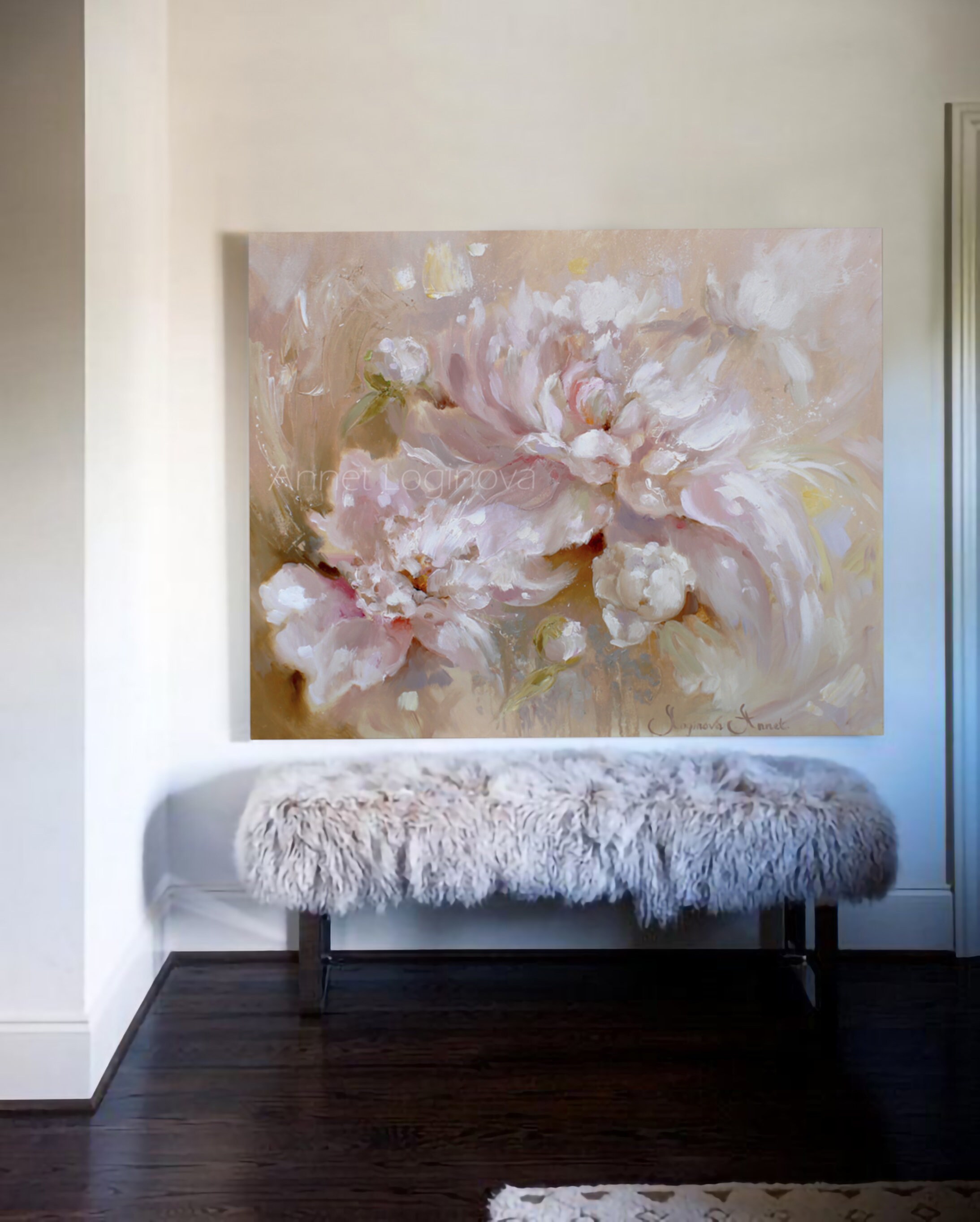 Floral Wall Art Bohemian Wall Decor Peonies Painting Bridal - Etsy