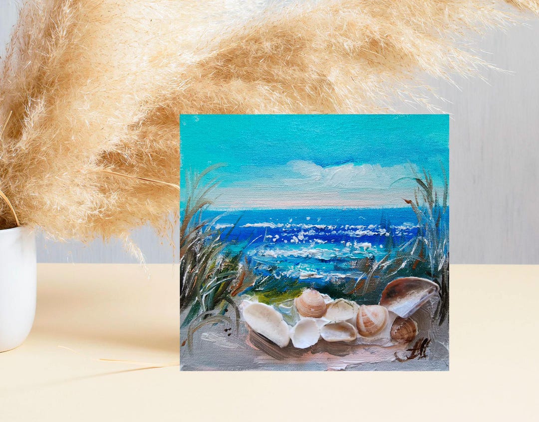 Sea Oil Painting on Canvas, Painting With Shells, Miniature Painting ...