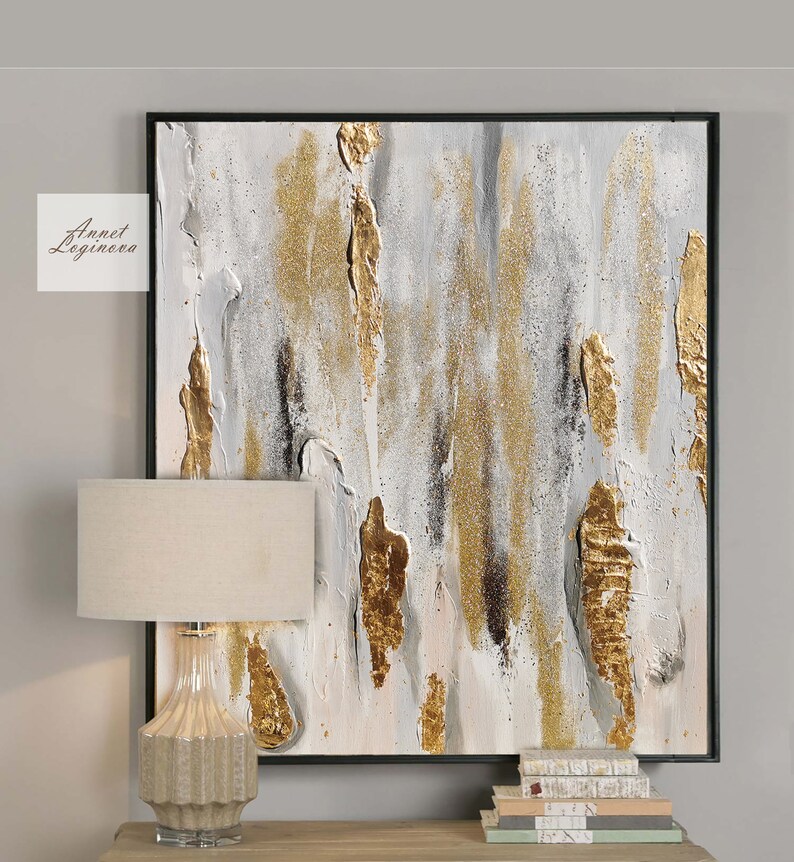 Wall Art Abstract, Gold Leaf Painting, Abstract Wall Art, Diamond ...