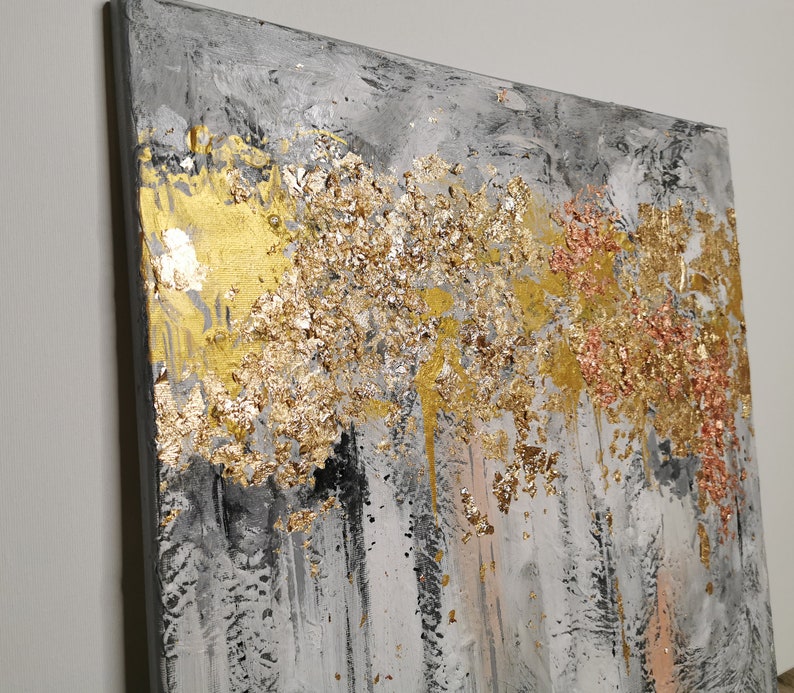 Gold Abstract Canvas Art, Fall Wall Art, Original Abstract Painting ...