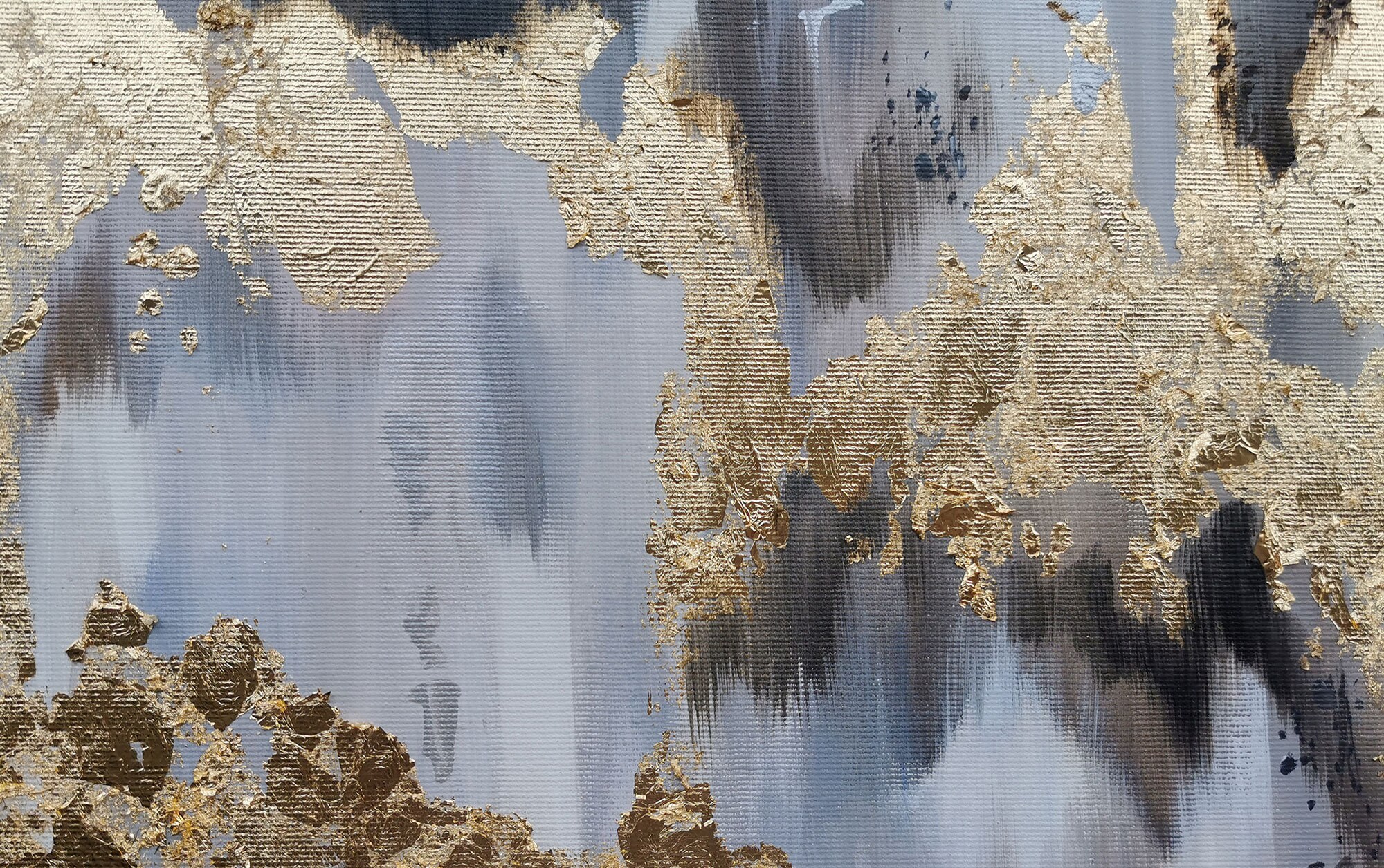 Extra Large Painting, Gold Leaf Abstract Art, Brown Gold Wall Decor ...