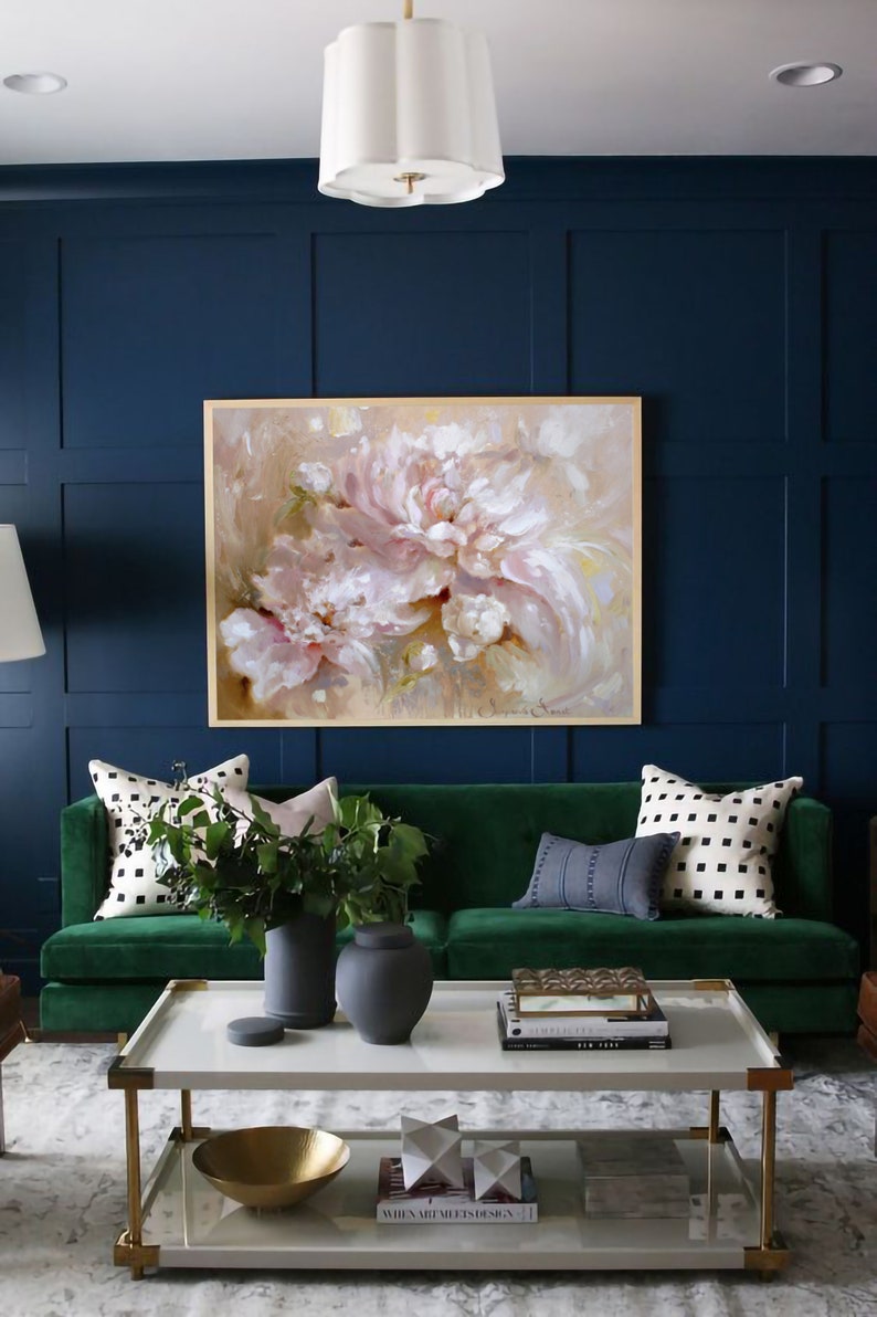 Floral Wall Art Bohemian Wall Decor Peonies Painting Bridal - Etsy