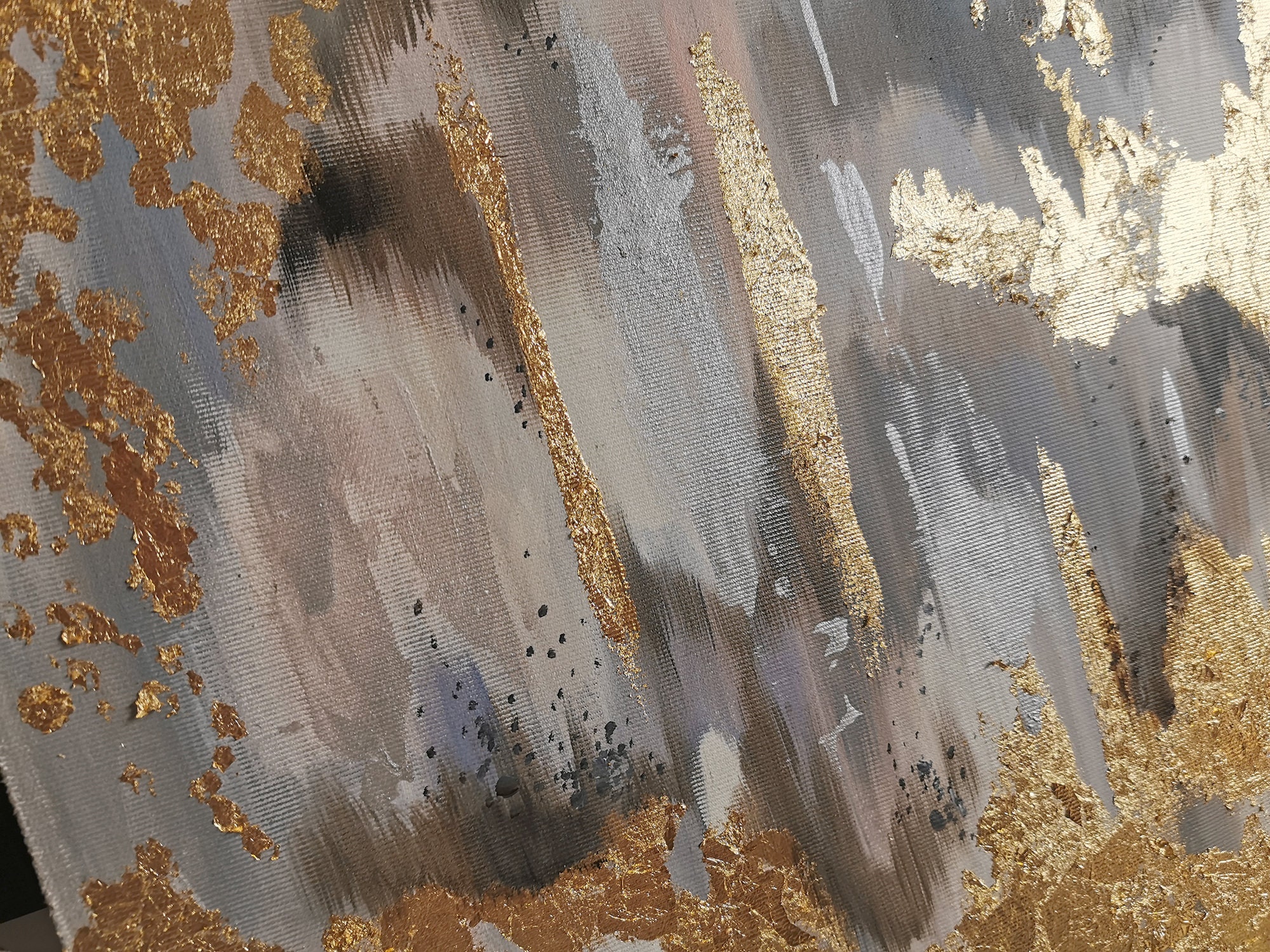 Abstract Canvas art Original Abstract painting Gold Leaf | Etsy