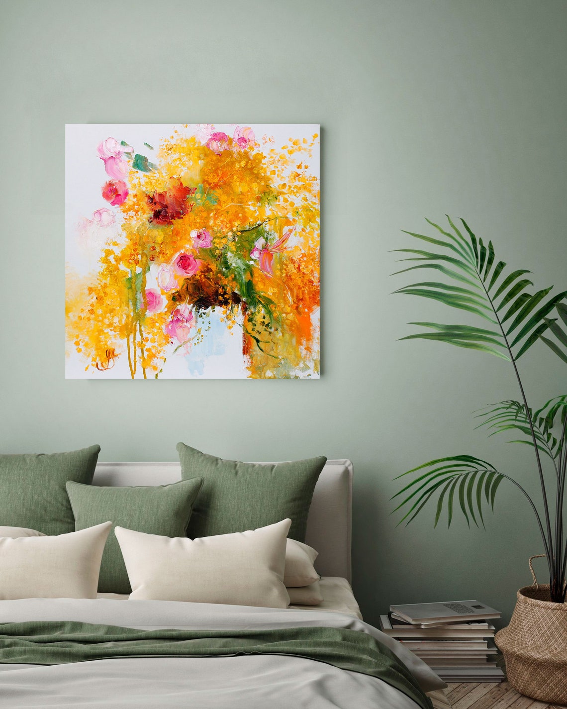 Yellow flowers Custom painting Contemporary art Abstract | Etsy