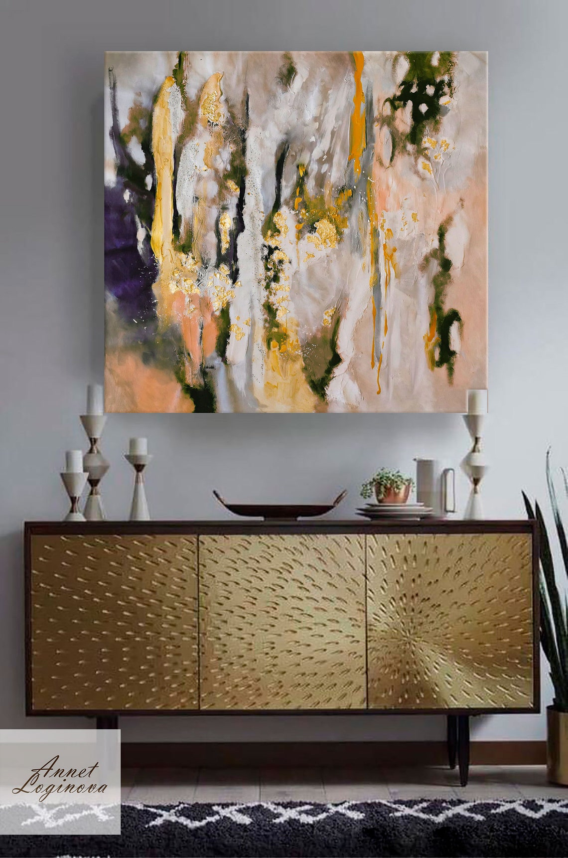 Gold metal wall art Gold frame canvas art Large Canvas Art | Etsy